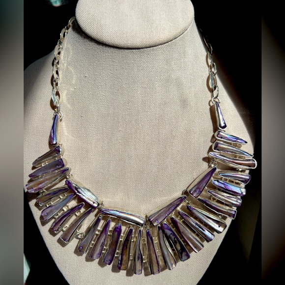 Jewelry | Funky Purple Mother Of Pearl Necklace | Poshmark